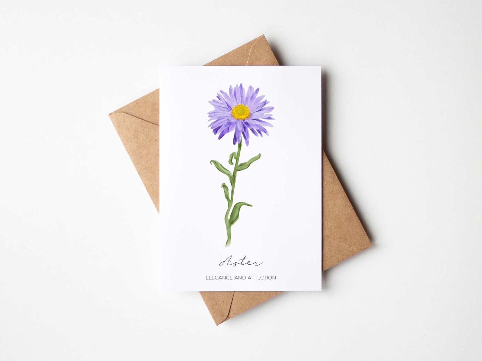 Aster Card, Blank Inside: A2 Flower Greetings Card, September Birth ...