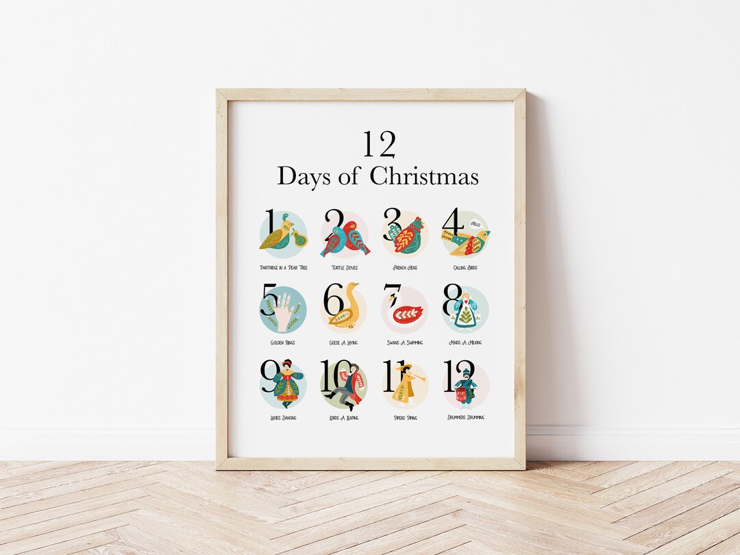 12 Days of Christmas Wall Art Print - Etsy