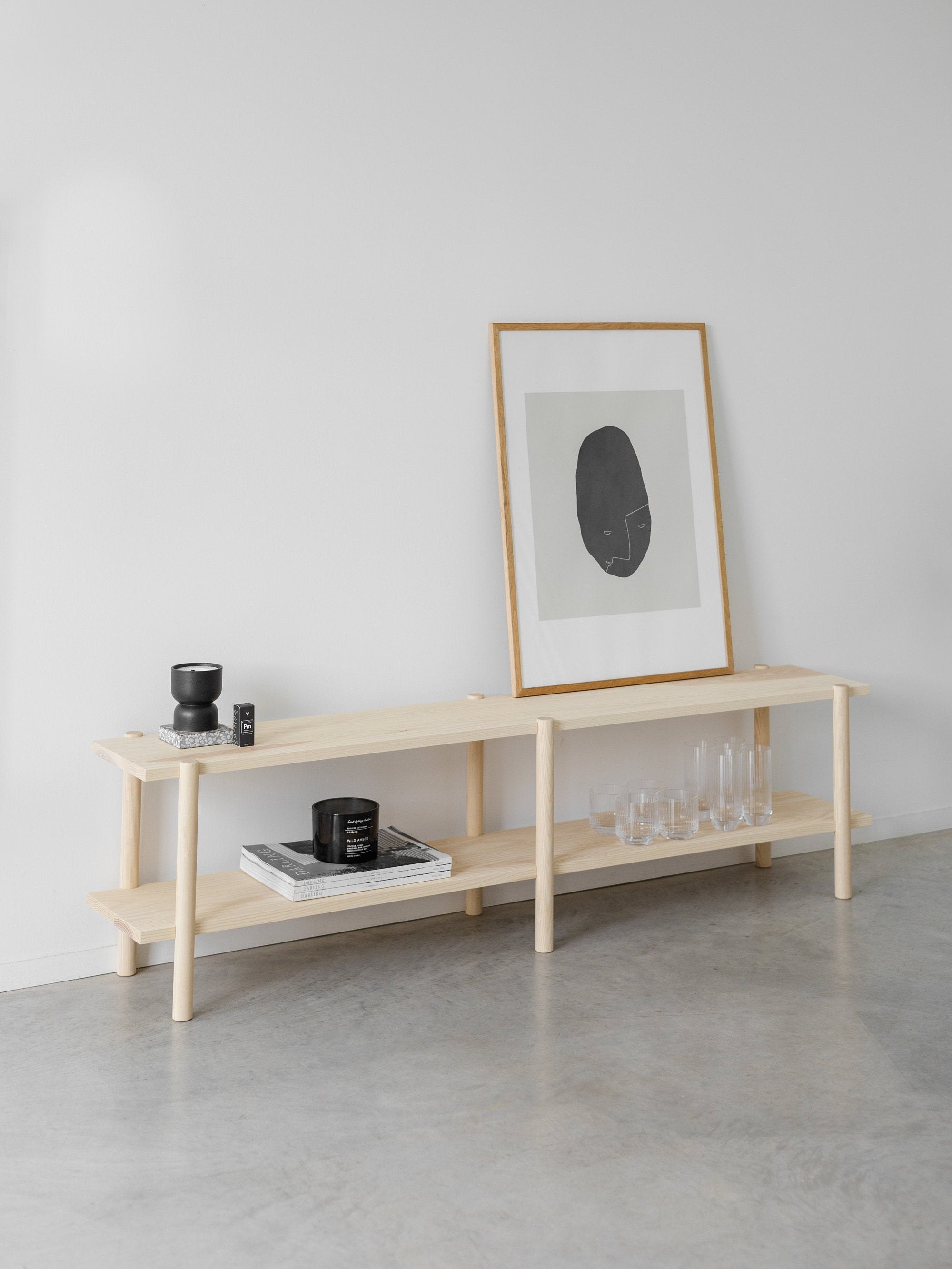 Low Shelving Unit Wooden Shelving Unit Modern Shelving Unit | Etsy