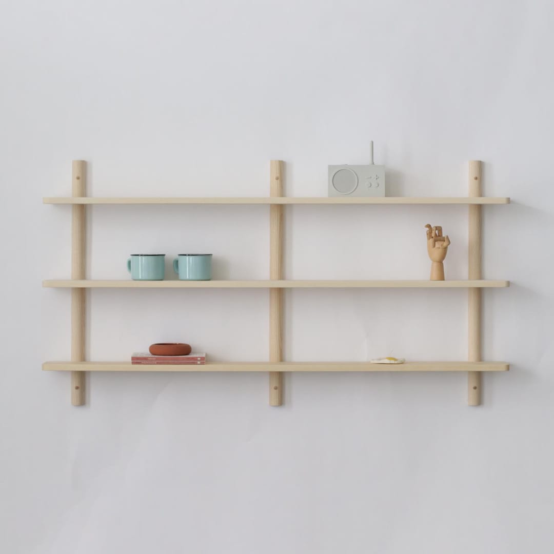 Three Tiered Wall Shelf Wide | Handcrafted Mcm and Modern Wall Shelves ...