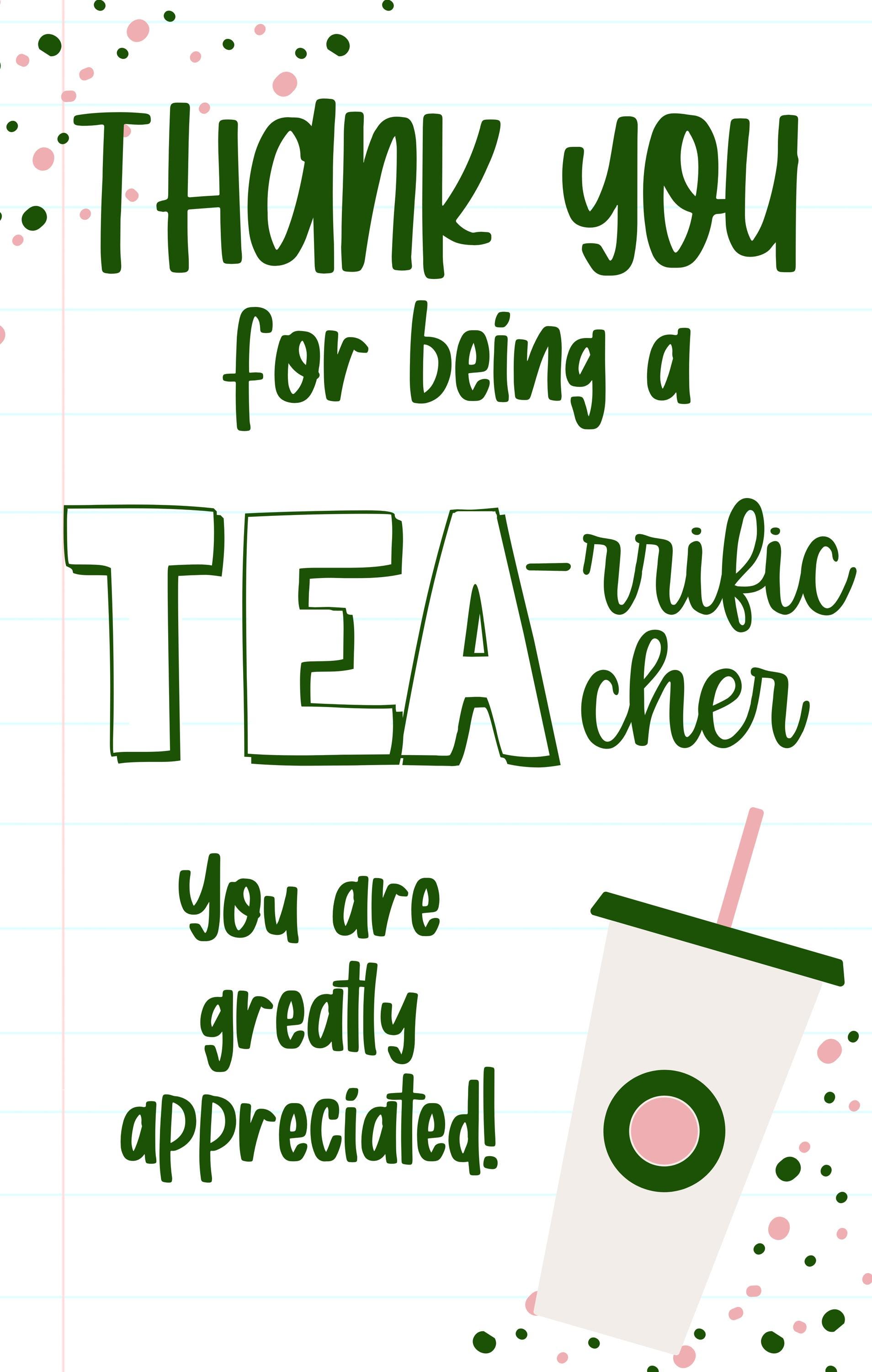 Teacher Appreciation Note Card Digital Download for Coffee or Tea - Etsy