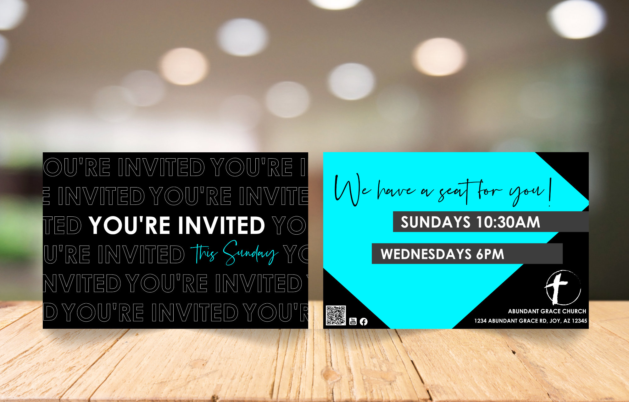 Church Invitation Card Template for Canva, Customizable Inivitation for ...