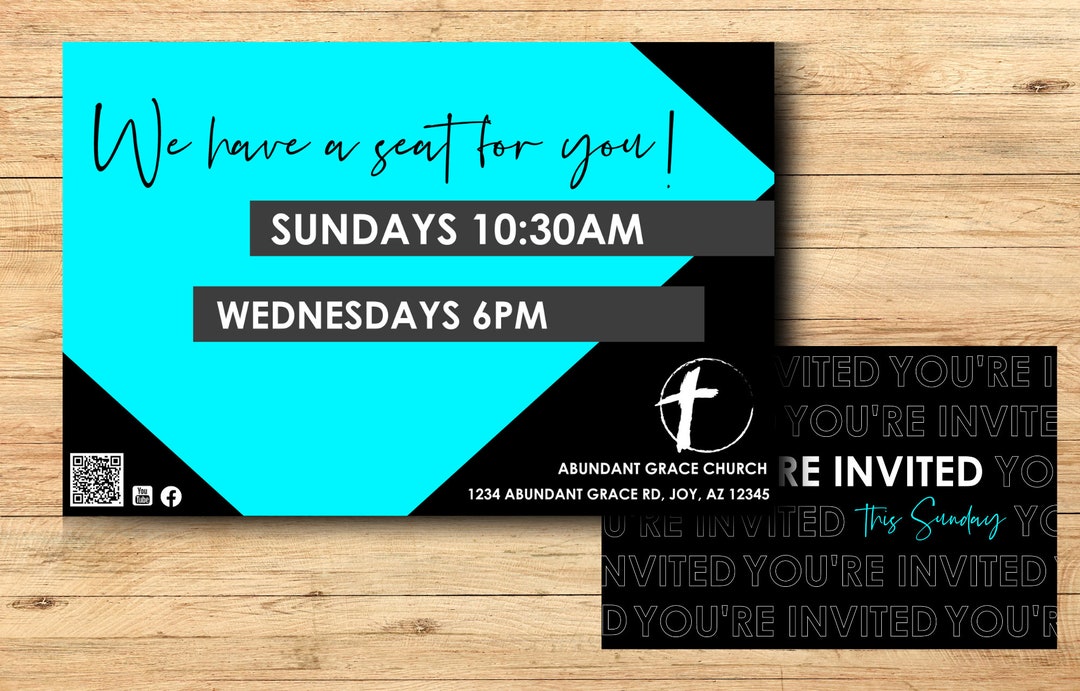 Church Invitation Card Template for Canva, Customizable Inivitation for ...