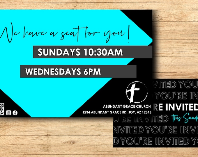 Church Invitation Card Template for Canva, Customizable Inivitation for ...