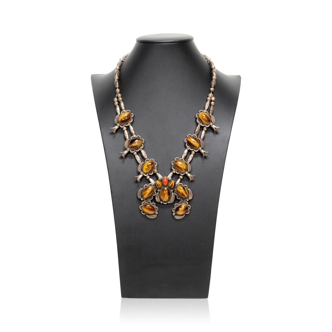 Navajo Tiger Eye Squash Blossom - Etsy