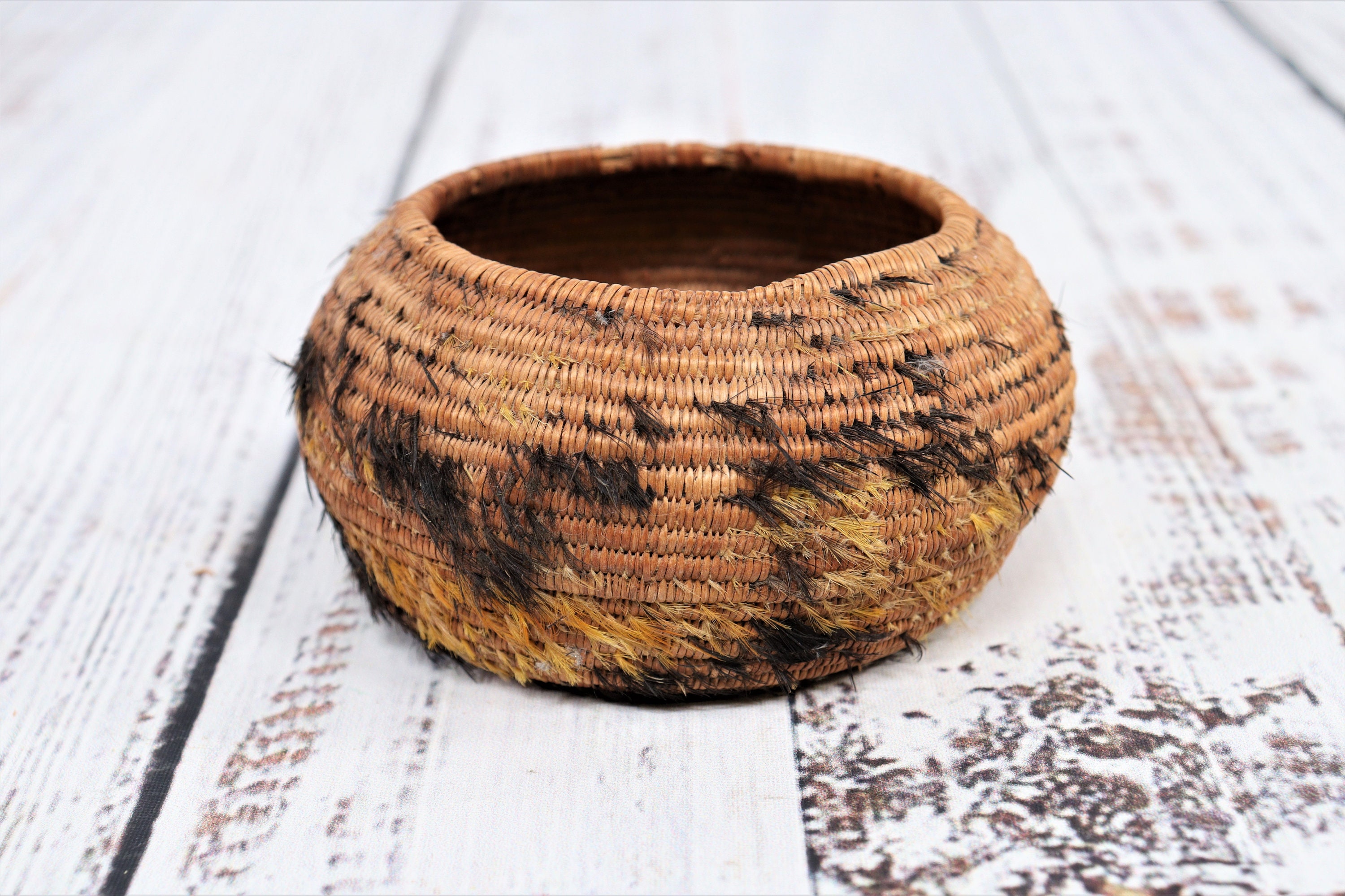 Native American Pomo Feathered Basket - Etsy