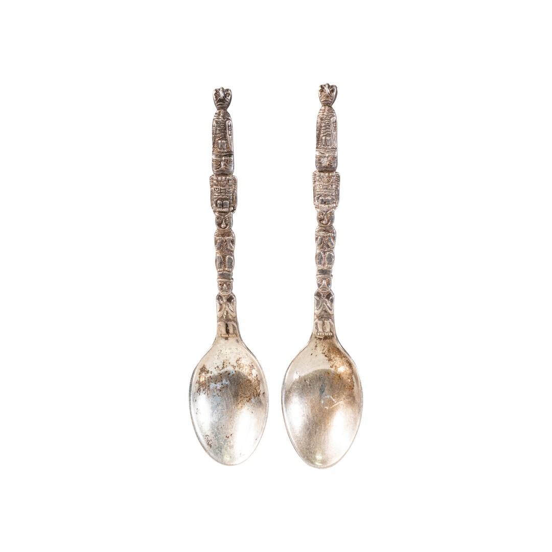 Matched Pair Miniature Sterling Silver Totem Pole Spoons - Etsy