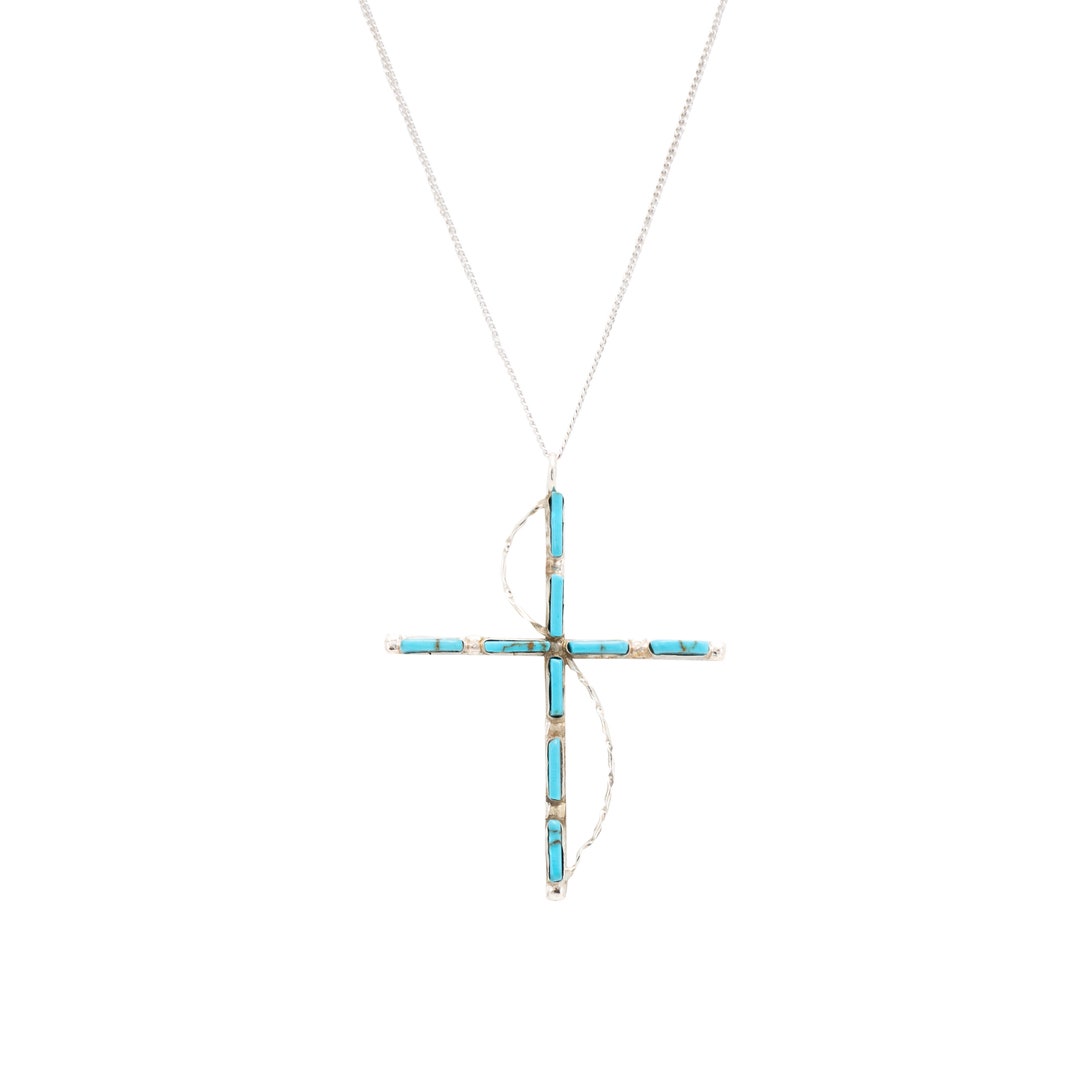 Zuni Turquoise and Sterling Silver Cross - Etsy