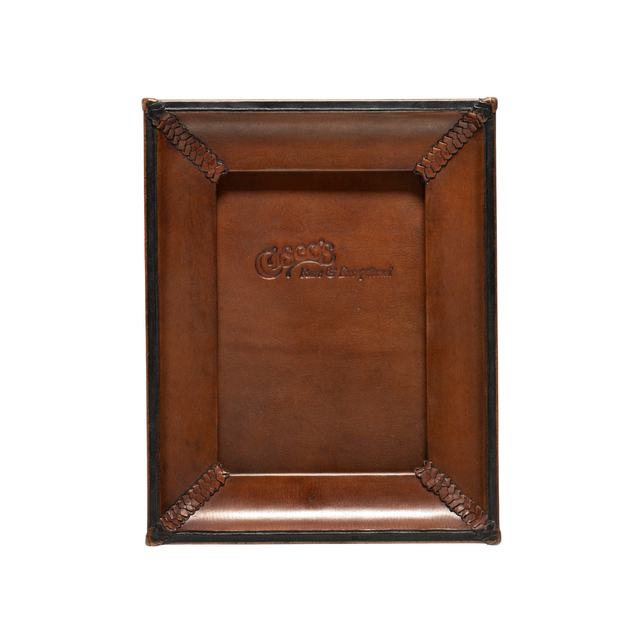NEW Medium Brown and Black Leather Tabletop Picture Frame the Artisan ...
