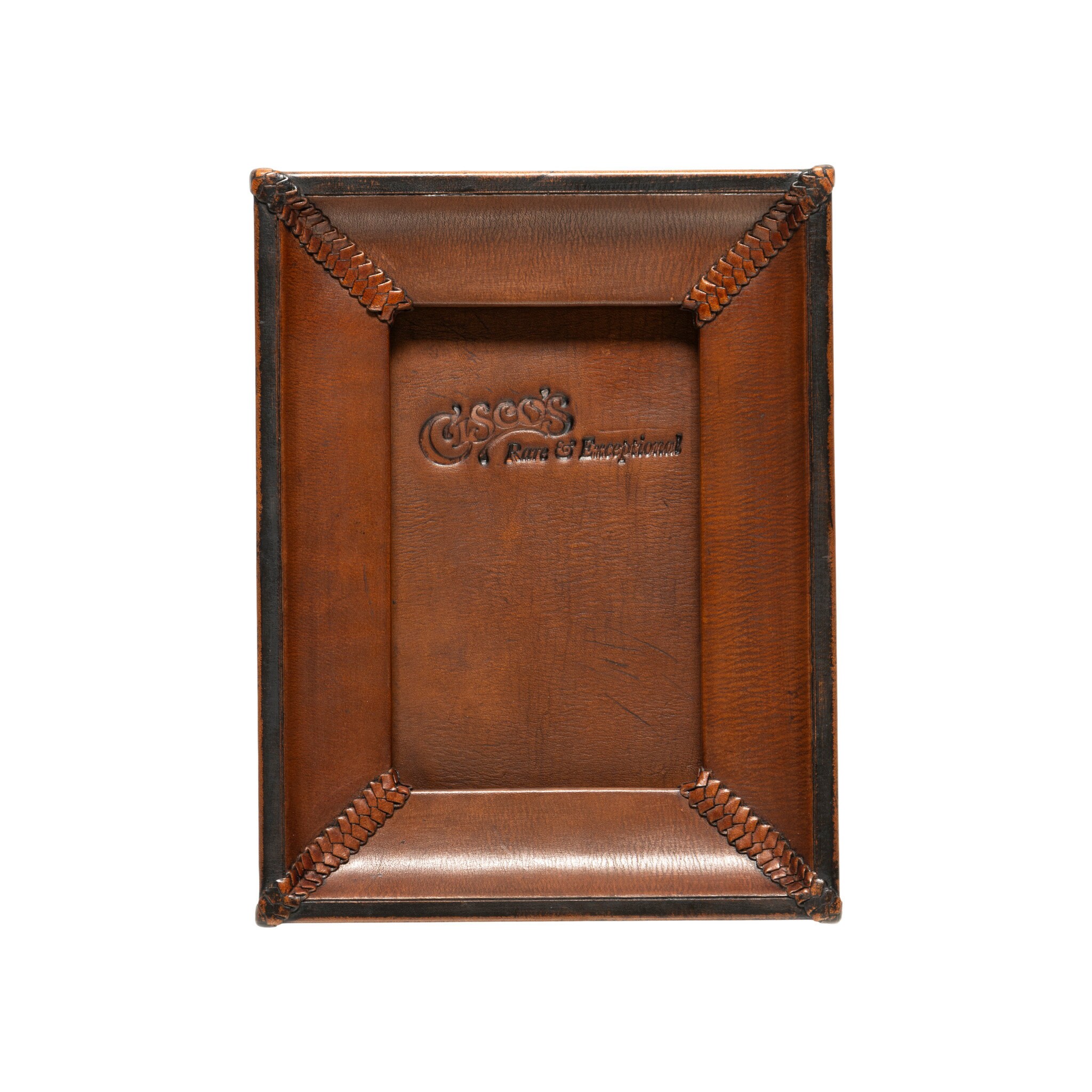 NEW Medium Brown and Black Leather Tabletop Picture Frame the Artisan ...