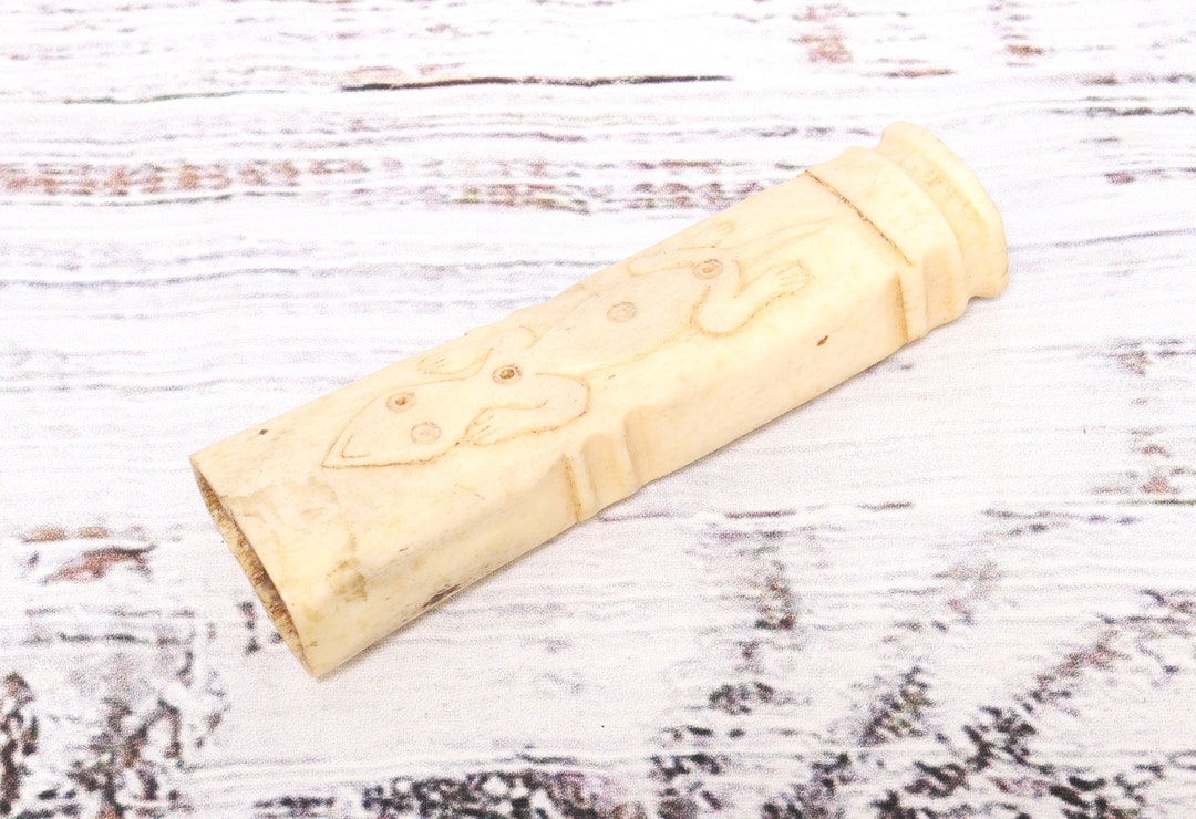 Decorative Bone Cylinder With Carved Lizard - Etsy