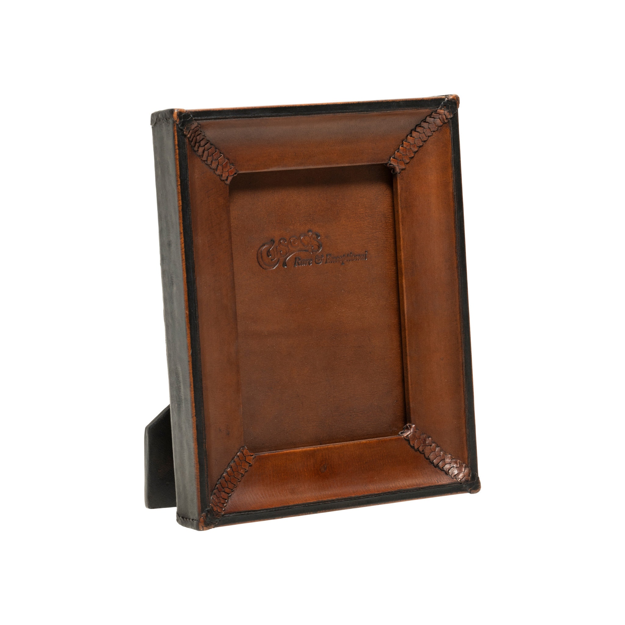 NEW Medium Brown and Black Leather Tabletop Picture Frame the Artisan ...