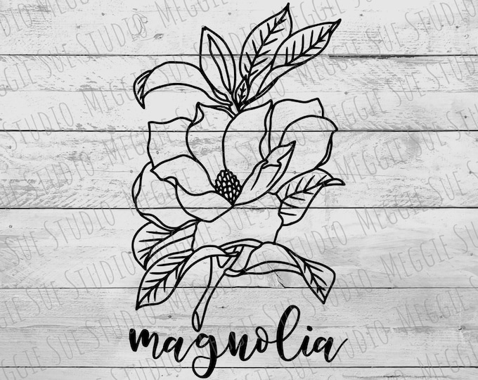 Magnolia SVG Hand Drawn Magnolia Outline SVG Clipart - Etsy