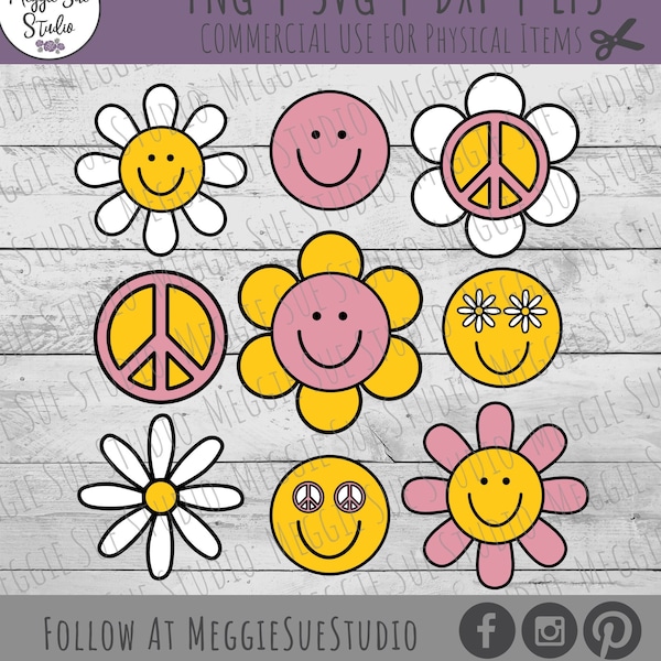 Smiley Face Peace Sign Svg - Etsy