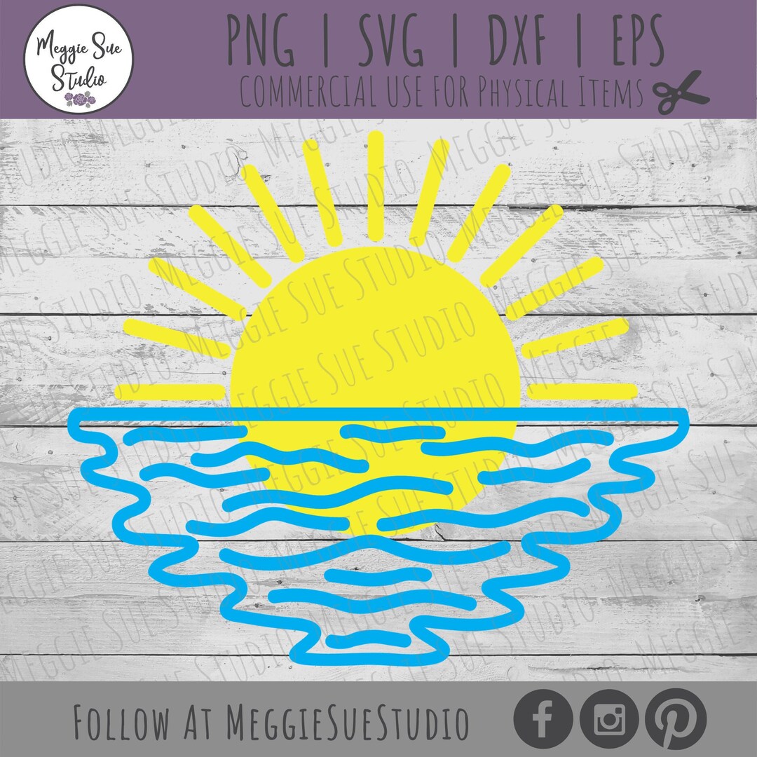 Sun Ocean SVG, Sun Over Water Graphic SVG, Ocean Sunset SVG, Ocean ...