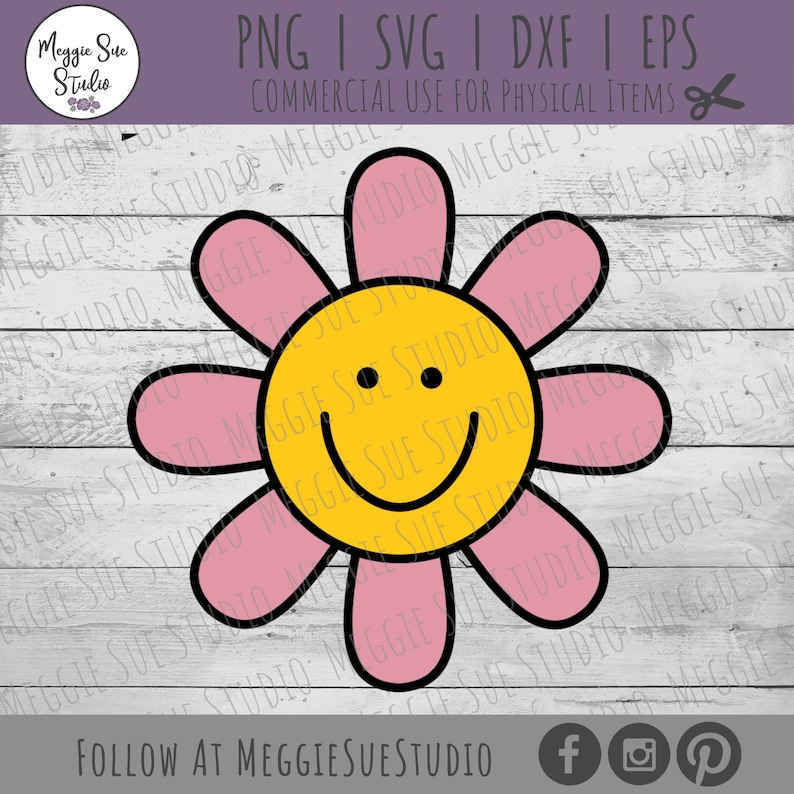 Groovy Smiley Daisy Peace Bundle SVG, Smiley Face Hippy SVG, Groovy ...