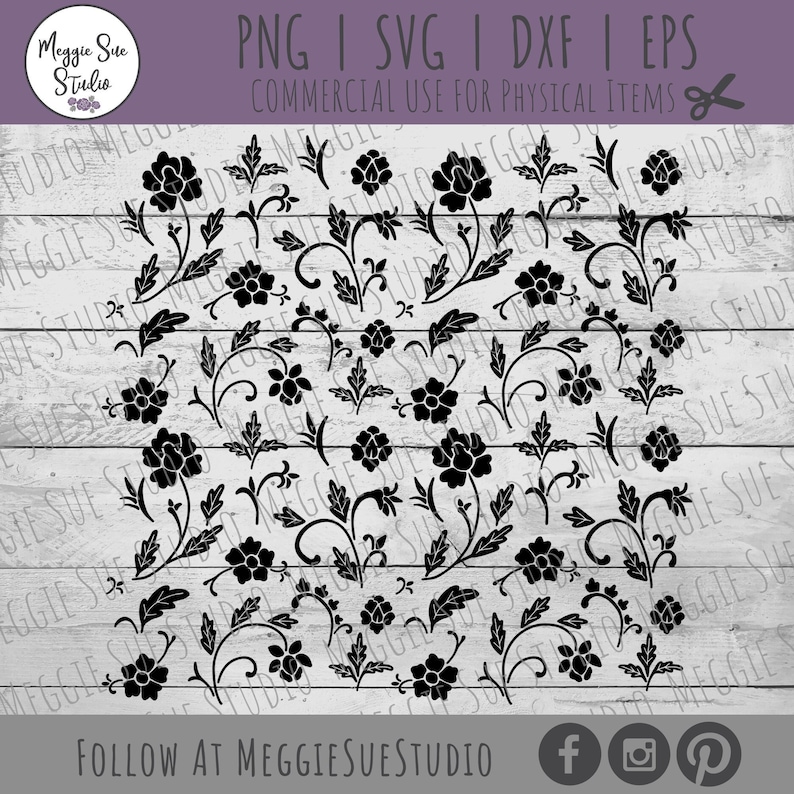 Vintage Floral Pattern PNG Svg Swirly Flower Pattern PNG Svg - Etsy
