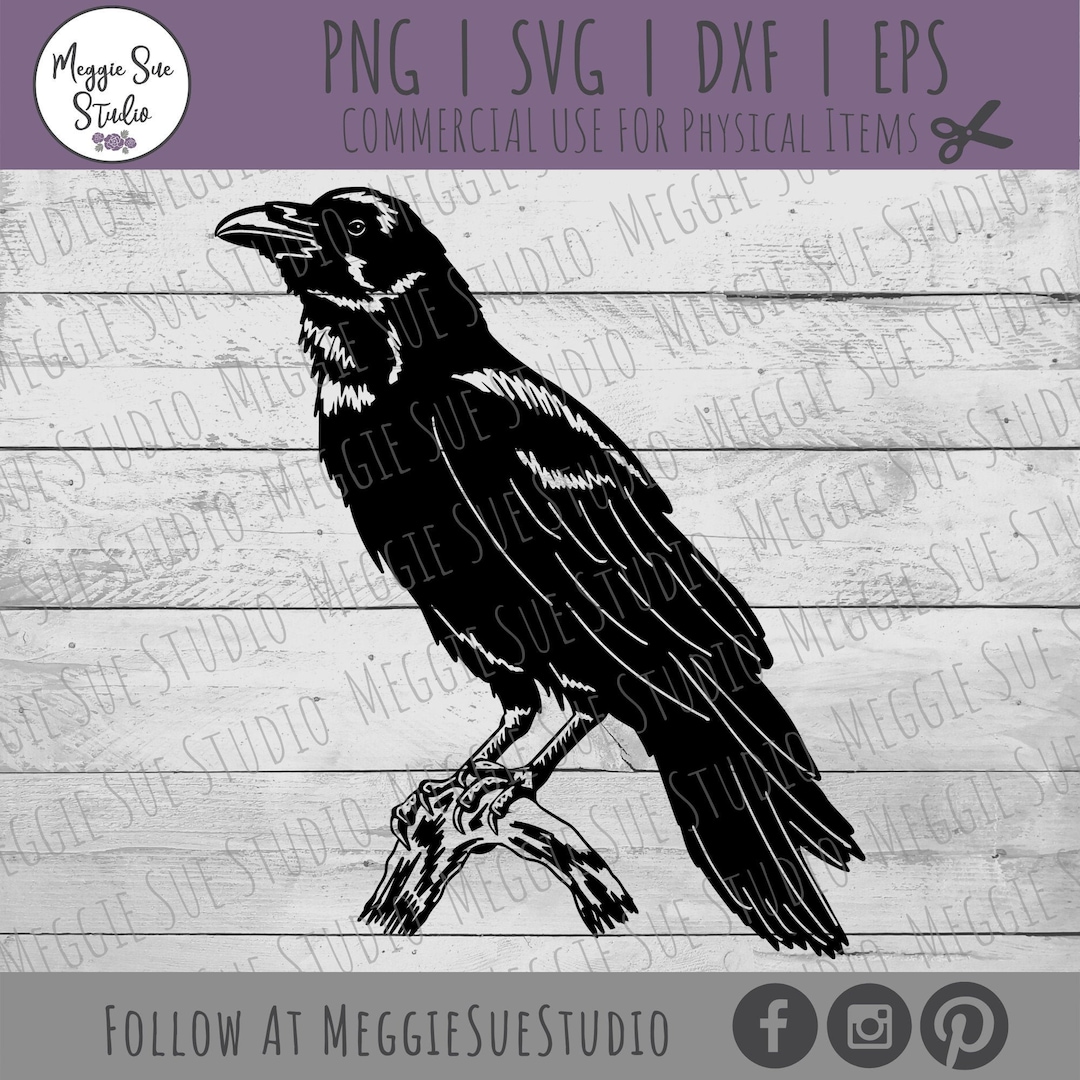 Raven SVG, Bird Vector SVG, Halloween Raven Clipart SVG, Gothic Raven ...