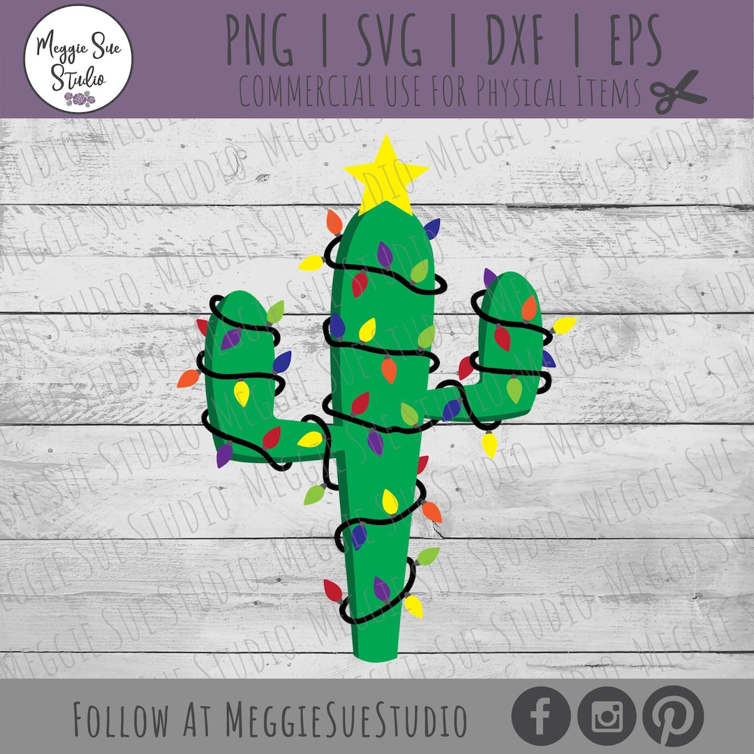 Christmas Cactus SVG, Christmas Lights Cactus SVG, Cactus Christmas ...