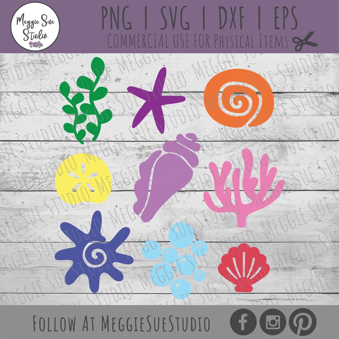 Ocean Elements Bundle SVG, Ocean Creatures SVG, Sea Elements Clipart ...