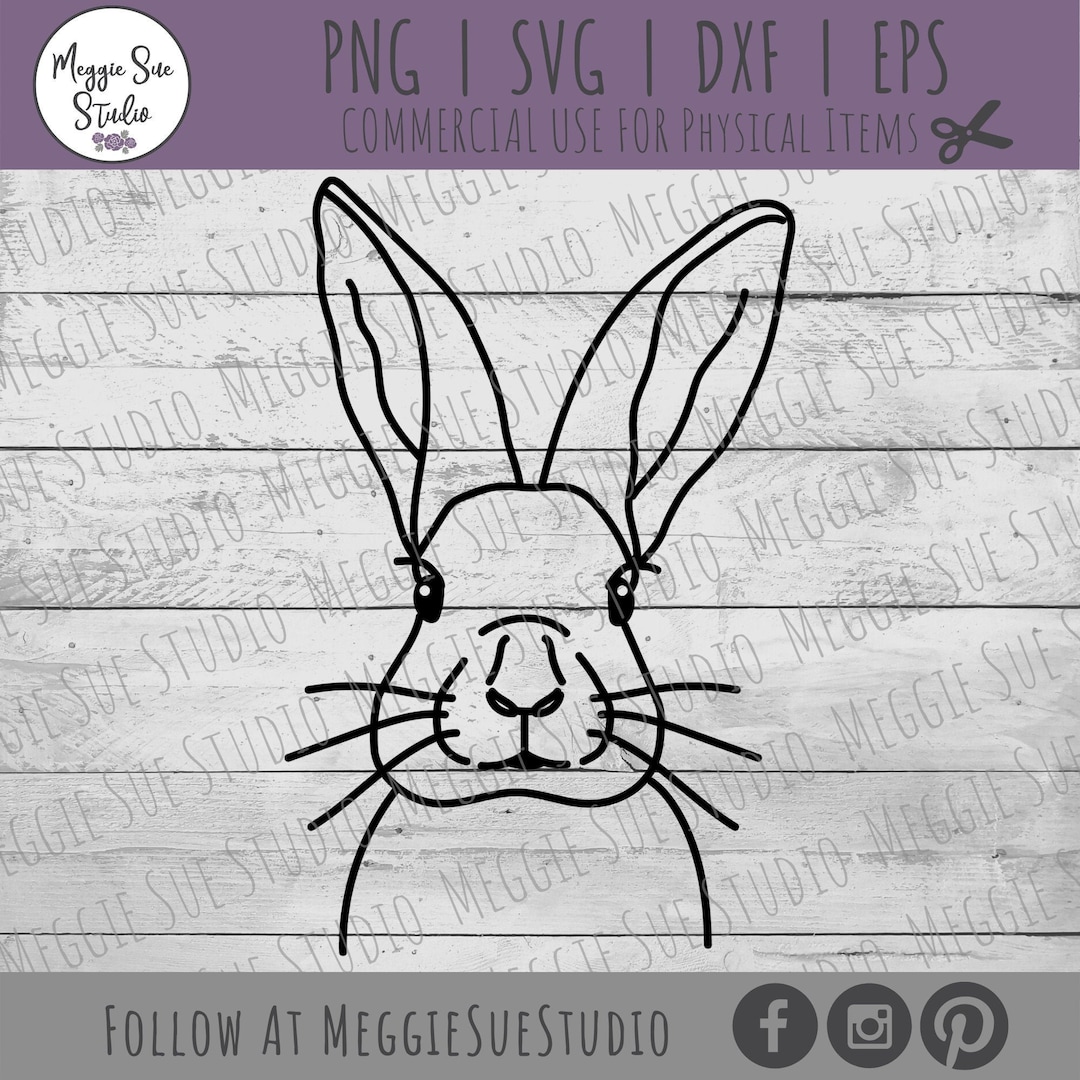 Rabbit Drawing SVG, Cute Rabbit Face SVG, Bunny Drawing SVG, Rabbit ...