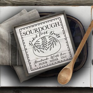 Sourdough Sign SVG, Handmade Sourdough Bread SVG, Water Flour Salt ...