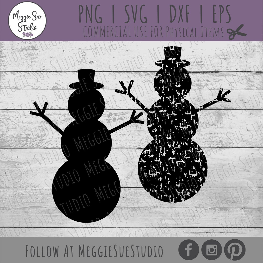 Snowman SVG, Snowman Silhouette SVG, Grunge Snowman SVG, Snowman Cut ...