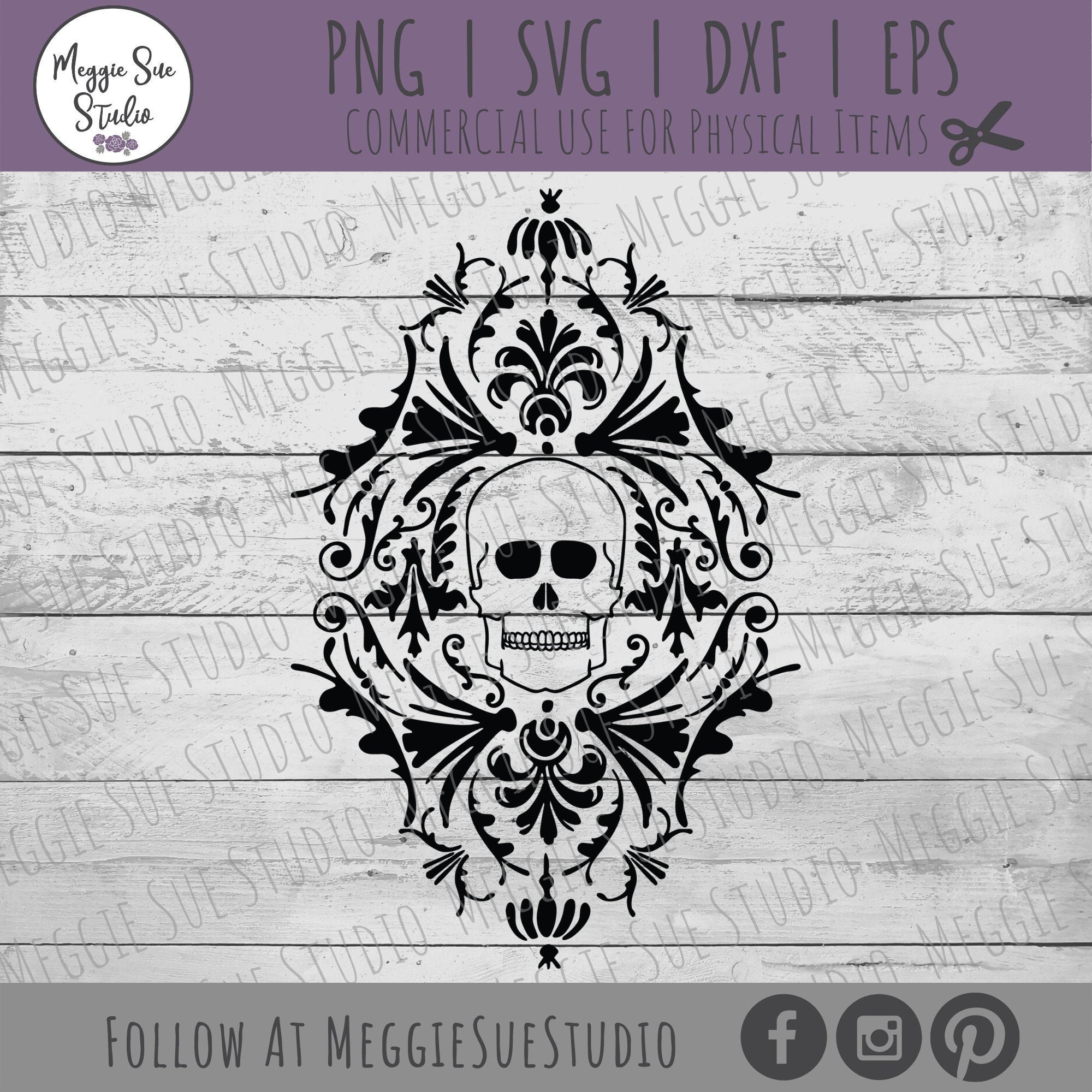 Victorian Skull Damask Design SVG Gothic Victorian Skull SVG - Etsy