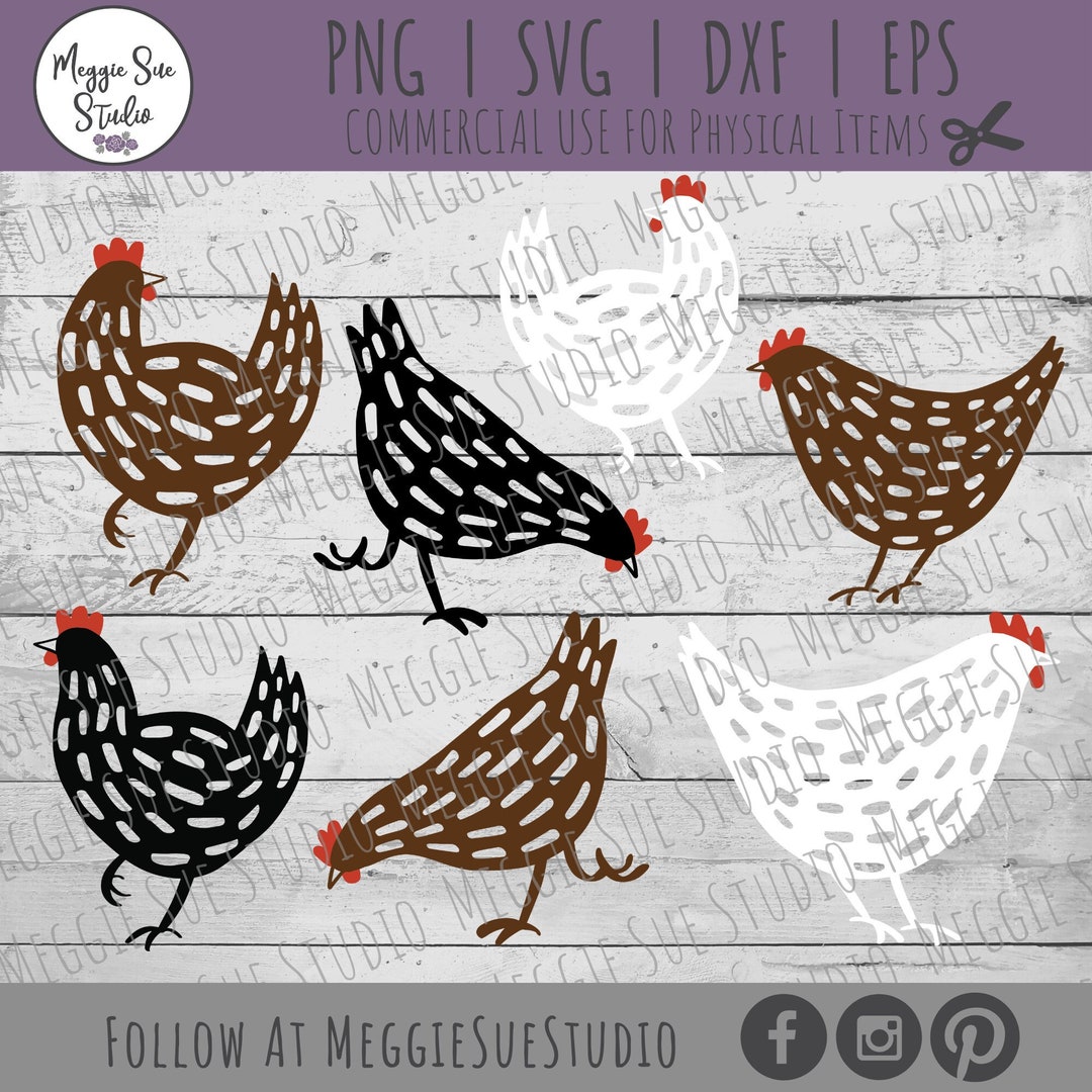 Chicken SVG Bundle, Backyard Chickens Clipart SVG, Brown Hen Black Hen ...