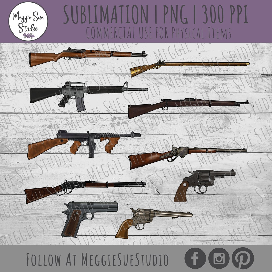 10 Gun PNG Bundle, American Guns Clipart PNG, Rifle Pistol Bundle PNG ...