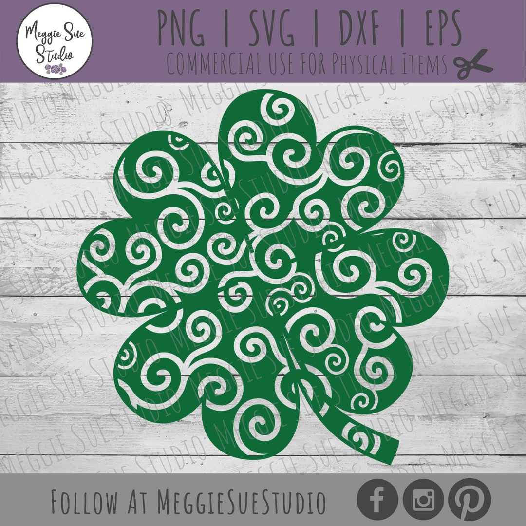 Swirl Shamrock Design SVG, Swirly Shamrock Graphic SVG, St. Patrick's ...