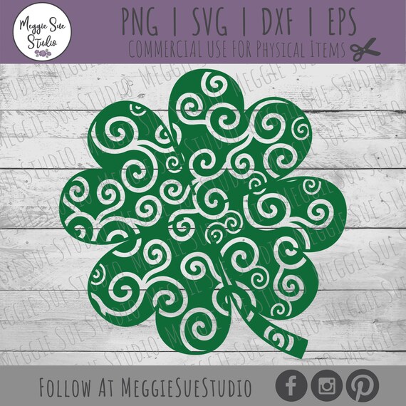 Swirl Shamrock Design SVG Swirly Shamrock Graphic SVG St. | Etsy