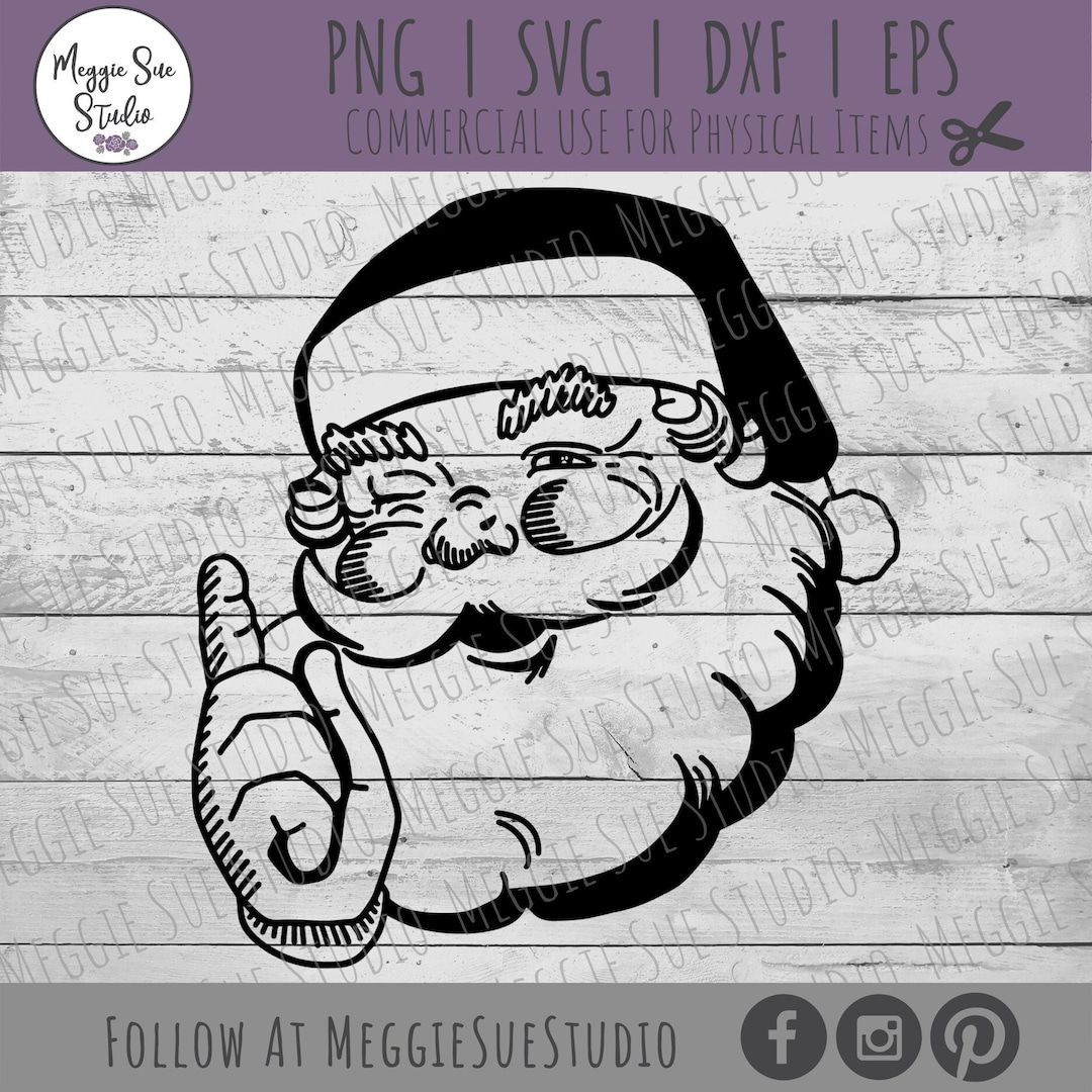 Vintage Santa SVG, Retro Santa Graphic SVG, Vintage Hand Drawn Santa ...