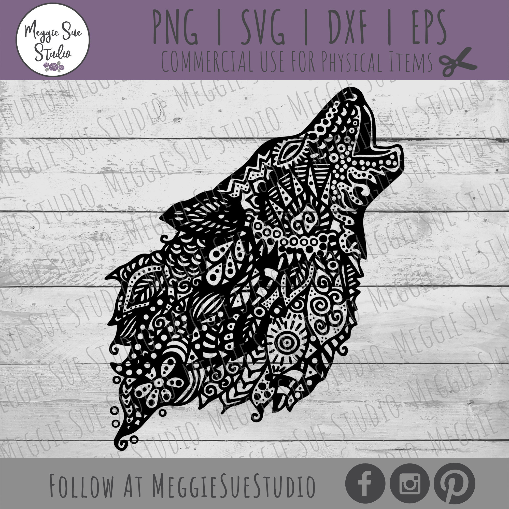 Wolf Zentangle SVG Wolf Mandala SVG Mandala Howling Wolf | Etsy