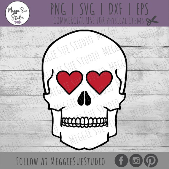 Heart Eyes Skull SVG Human Skull With Heart Eyes SVG - Etsy