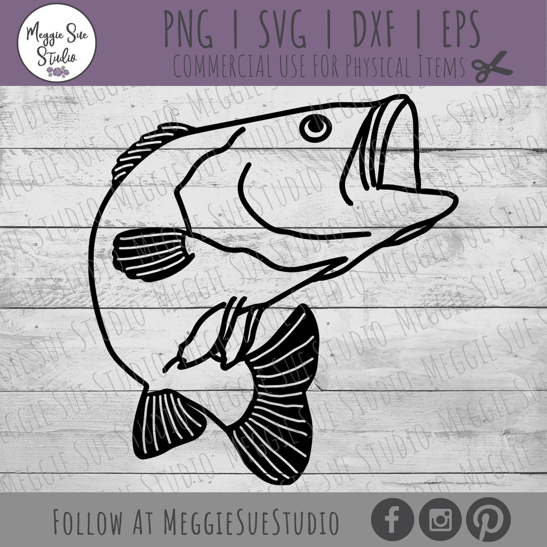 Bass Fish SVG, Jumping Bass Fish Clipart SVG, Bass Fish Graphic SVG ...