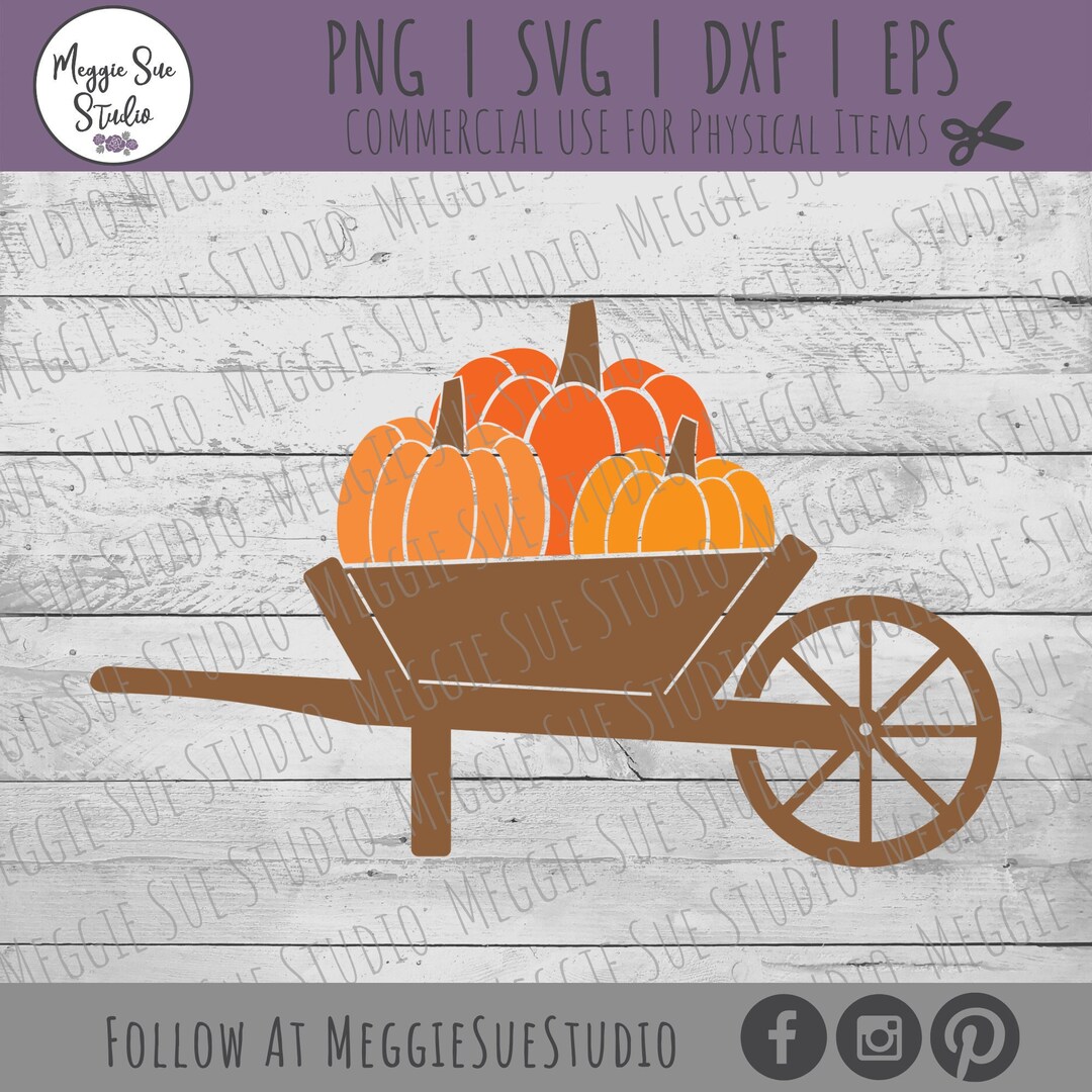 Pumpkin Wheelbarrow SVG, Autumn Pumpkins Wooden Wheelbarrow SVG, Rustic ...