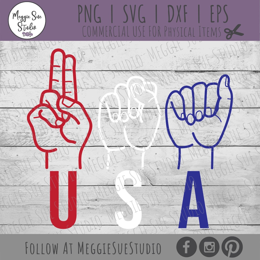 USA Sign Language SVG, USA Red White Blue Sign Language Svg, United ...