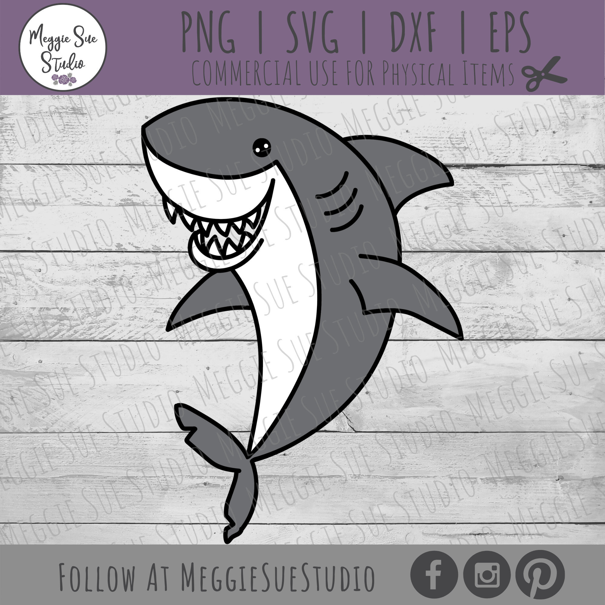 Tiburón de dibujos animados SVG, Shark Clipart SVG, lindo tiburón ...