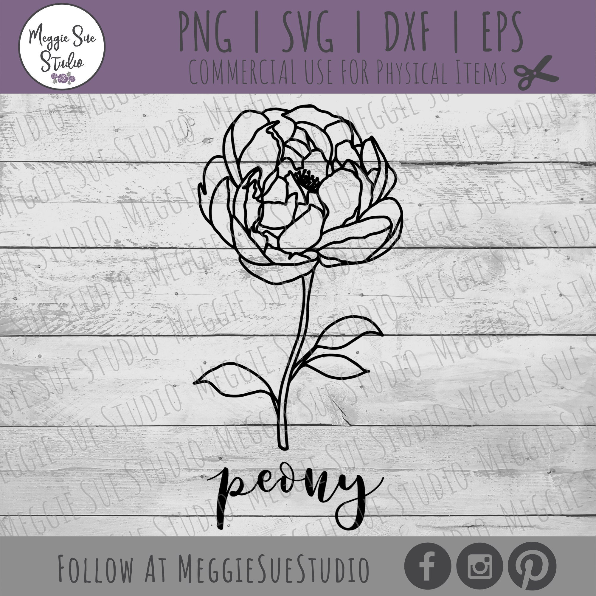 Peony Flower SVG Peony Outline SVG Hand Drawn Peony Flower | Etsy