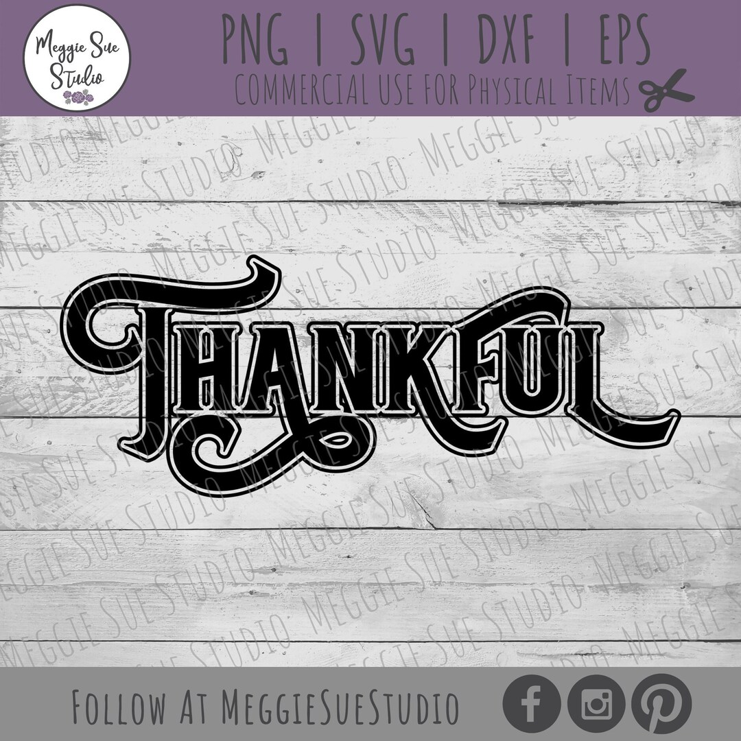 Thankful SVG, Thankful Lettering SVG, Retro Thankful Lettering Graphic ...