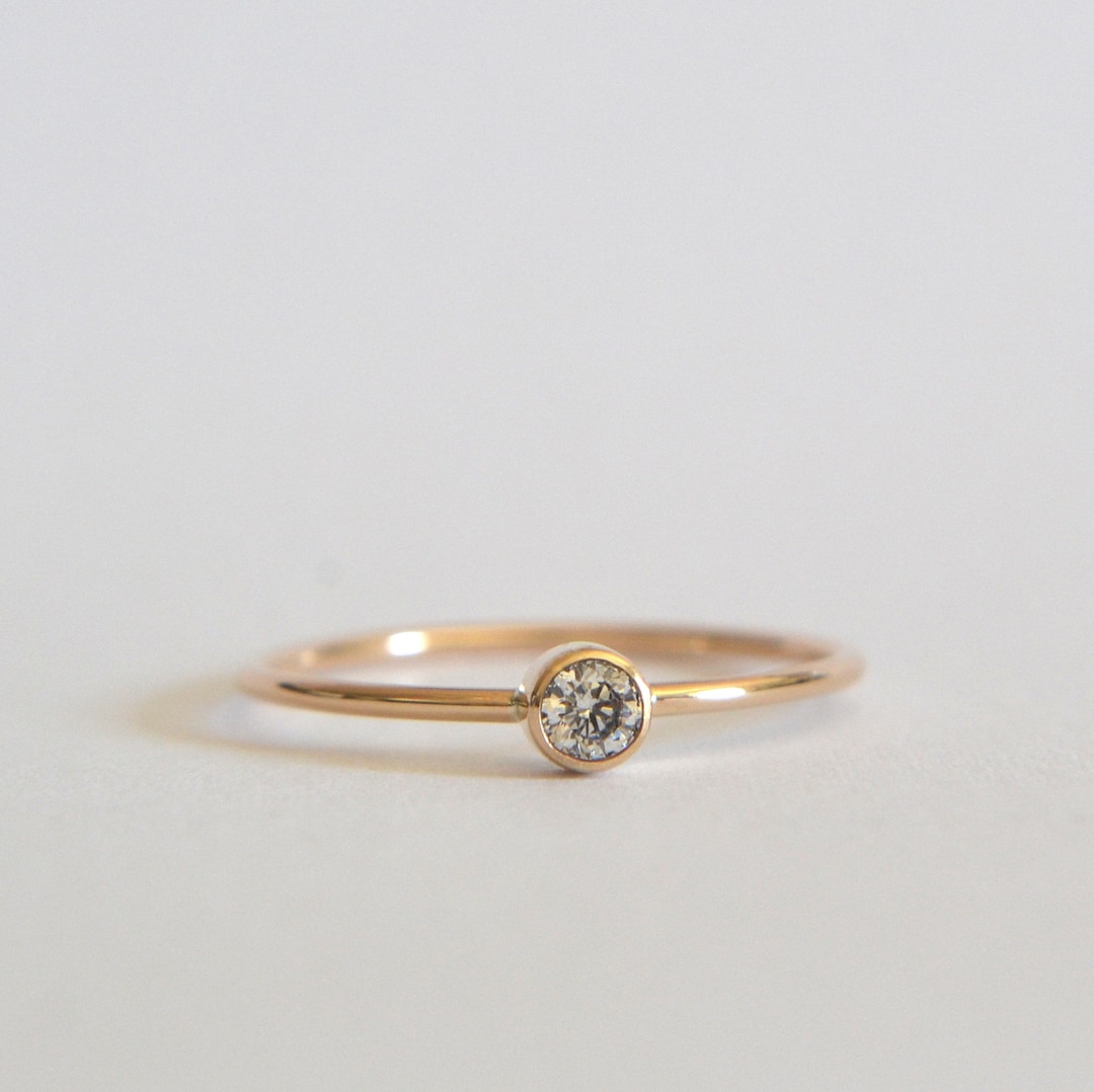 Cubic Zirconia Ring, Dainty and Minimalist Design, Engagement Ring ...