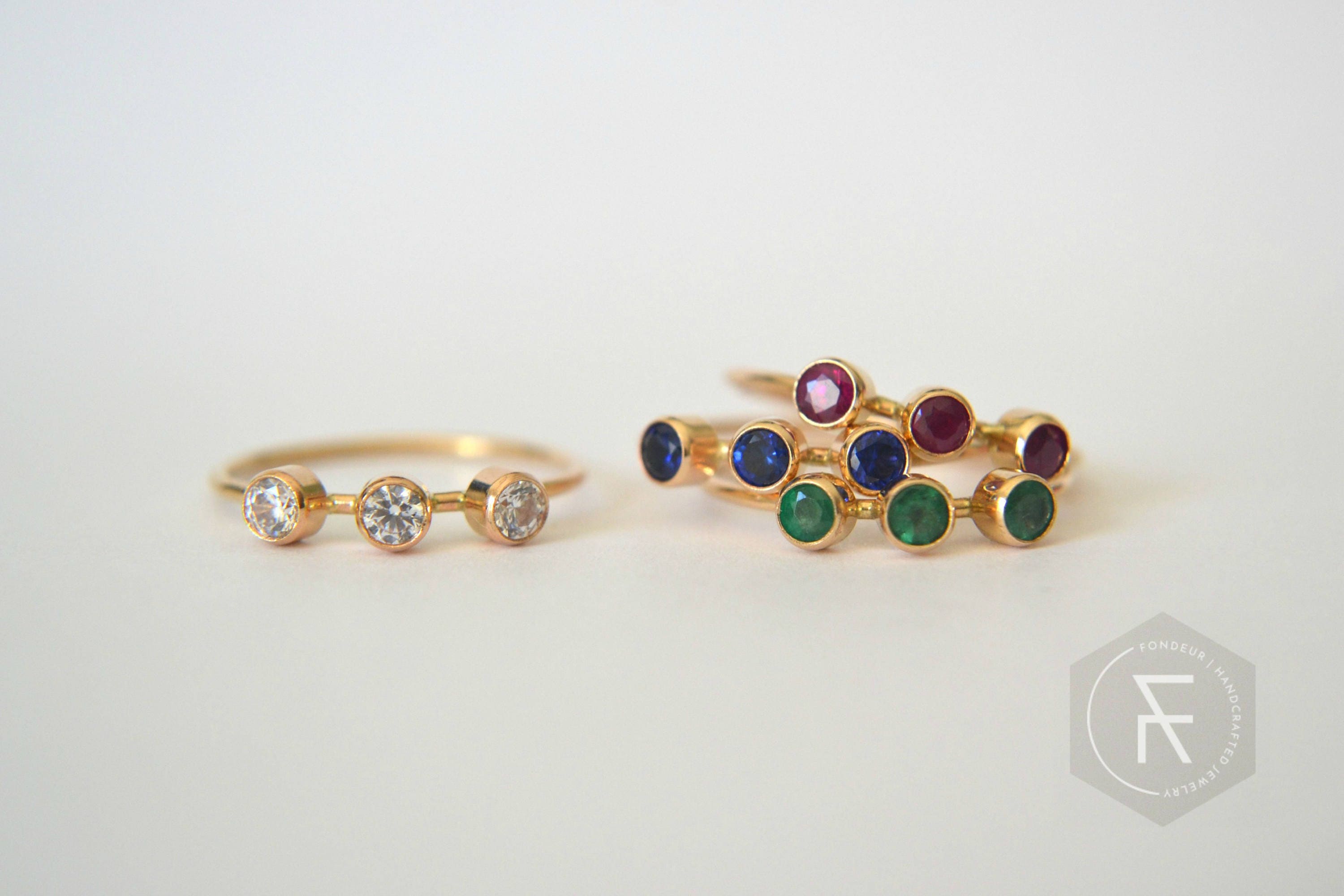 14k Three Stone Ruby Ring 14k Gold Ruby Ring Natural Ruby | Etsy