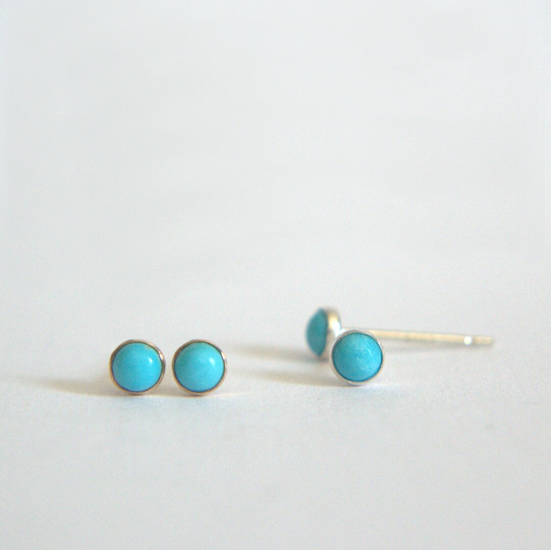 Turquoise Studs, Turquoise Earrings, Gold Turquoise Earrings, Turquoise ...