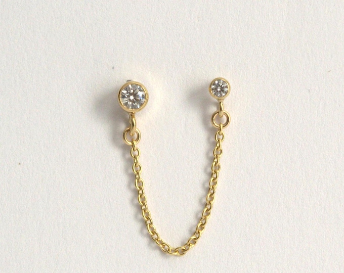 Helix Chain Earrings, Double Stud Earrings, Double Chain Earrings ...