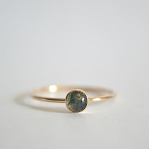 Gold Moss Agate Ring, Moss Agate Ring Gold, 14k Moss Agate Ring, Dainty ...