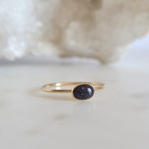Blue Sunstone Ring, Oval Ring, Dainty Ring, Everyday Wear Ring ...