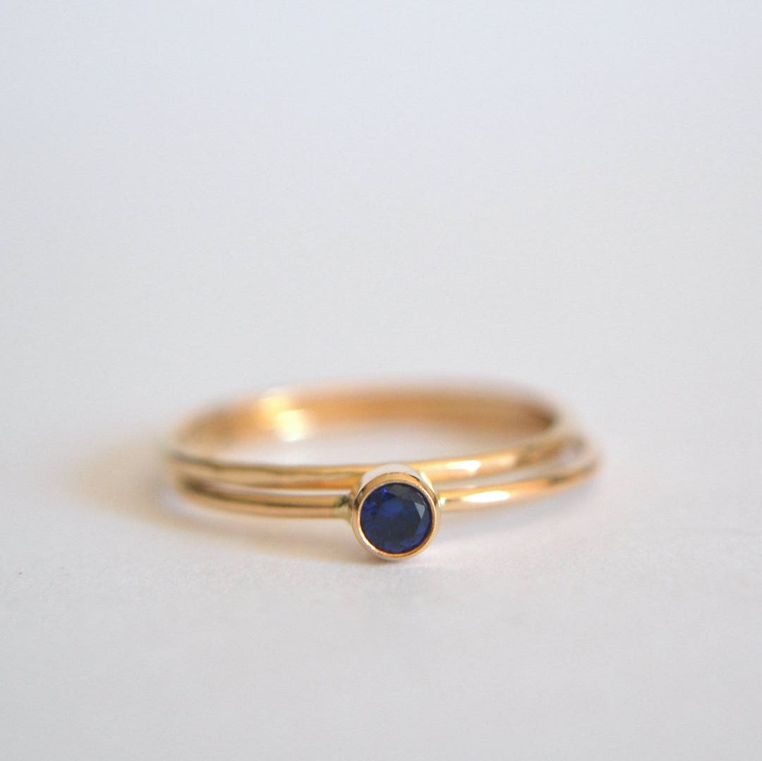 Natural Sapphire Ring Set, Engagement Rings, Set of Two Stacking Rings ...
