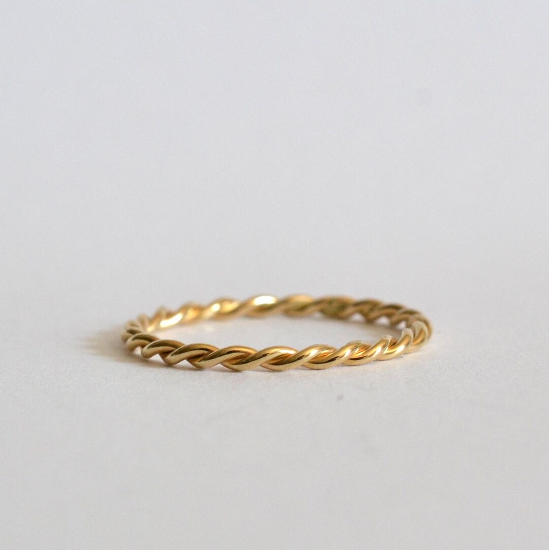 14k Solid Gold Rope Stacking Ring, Rope Ring, 14k Solid Yellow, Rose or ...