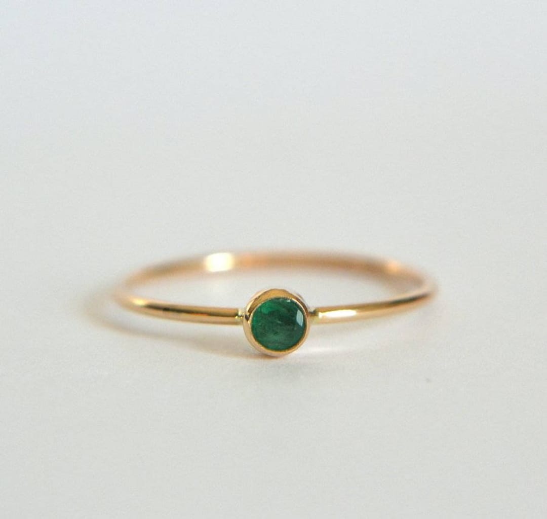 14k Gold Emerald Ring, Emerald Ring, Emerald Ring Gold, Rose Gold ...